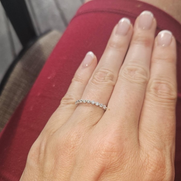 2MM Moissanite Floating Wedding Band 14K White Gold Full Eternity ...