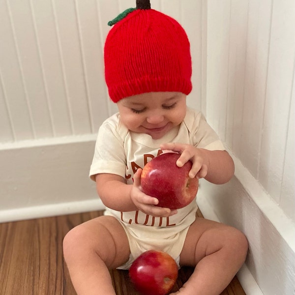 Apple Hat, Baby Apple Hat, Handmade Knit Apple Hat, Fall Hat Toddler ...