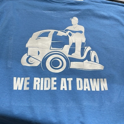 We Ride at Dawn SVG PNG, Lawn Mower Svg, Dad Joke, Riding Lawnmower ...