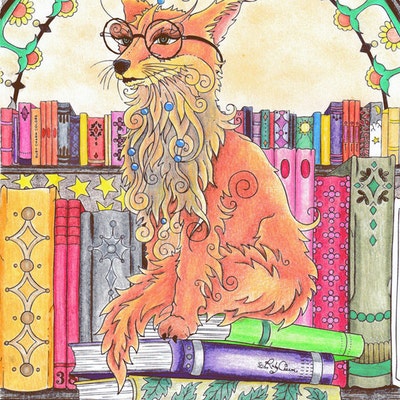Fox in the Library Downloadabe PDF by Rubycharmcolors: Print and Color ...