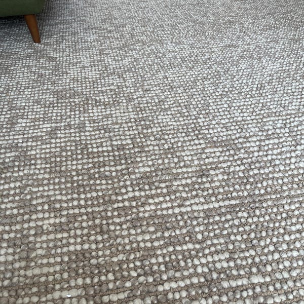 Cozy Cream & Grey, Wool Rug With Custom Options - Handwoven, Chunky ...