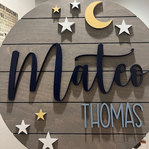 Moon and Stars Nursery Sign Custom Baby Name Sign Nursery - Etsy