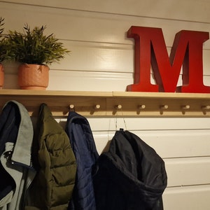 Entryway Organiser, Wooden Shelf, Key Holder for Wall, Wooden Peg Coat ...