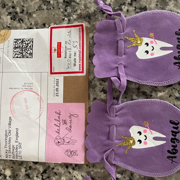 Personalised Tooth Fairy Bag and Bottle, Personalised Pink Velvet Pouch ...