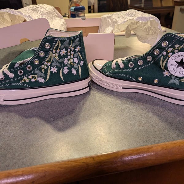 Custom Embroidered Converse High Tops Chuck Taylor 1970s/ Embroidered ...