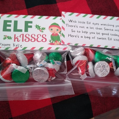 ELF Kisses Treat Bag Christmas Toppers, Printable Christmas Toppers ...
