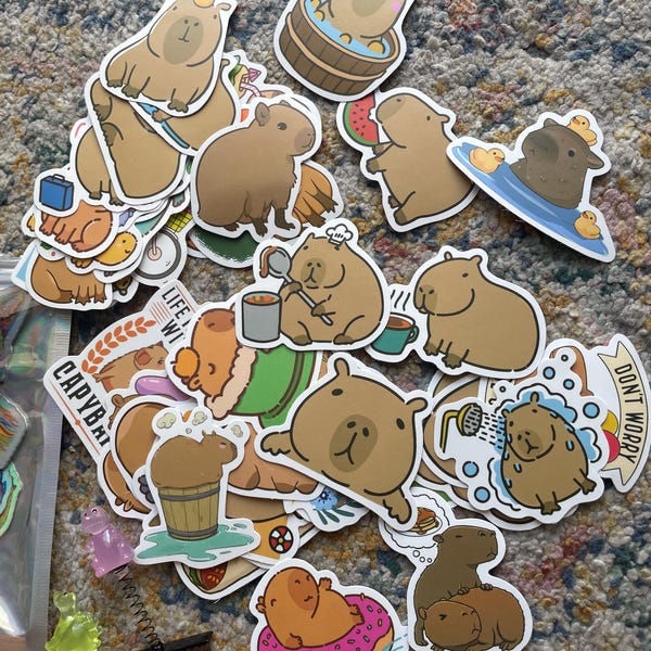 Capybara Stickers -- Waterproof -- Laptop, Hydro Flask, Scrapbooking ...