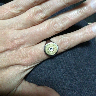 Stainless Steel Bullet Ring With Hand Guns and Brass 45 Auto - Etsy