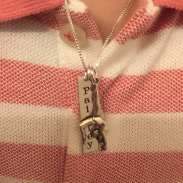 Silver Gymnastics Necklace, Sterling Silver, Custom Gymnast Coach Mom ...