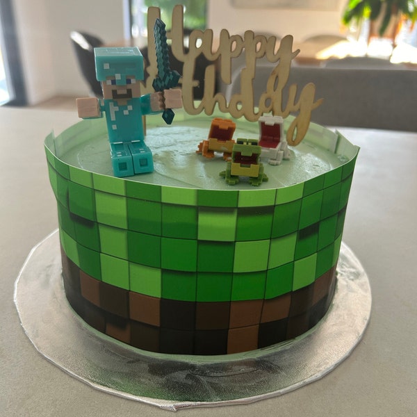 Minecraft Edible Icing Cake Wrap - Minecraft Cake Theme - Etsy Australia