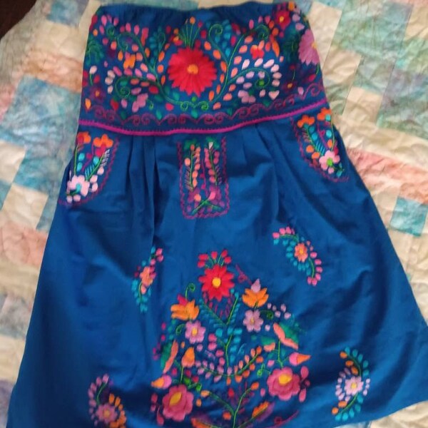 Embroidered Floral Strapless Top. Hand Embroidered Mexican Top. Mexican ...