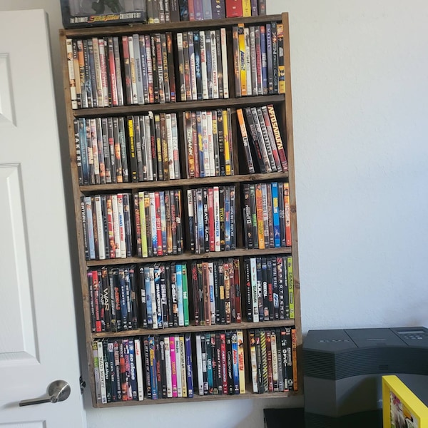 Movie DVD Storage Cabinet Wall Shelf Rack - Video Game Organizer Cubby ...