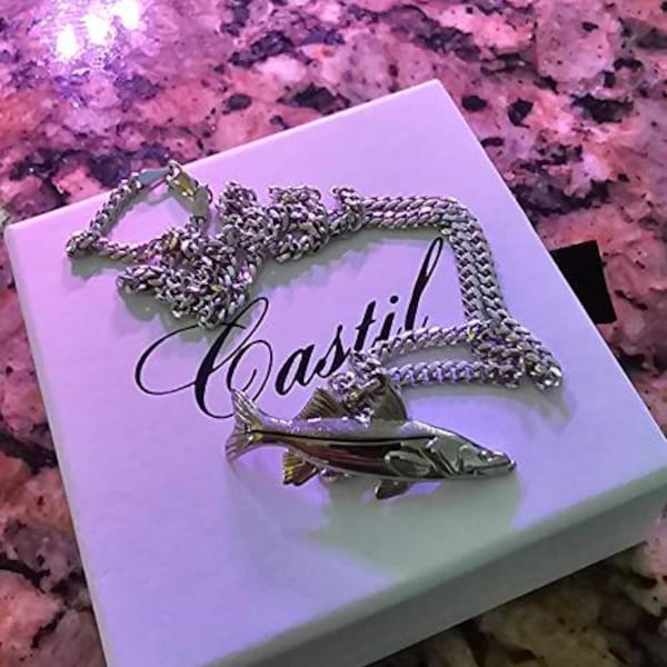 14k Gold Redfish Necklace, Red Drum Fish Pendant With Chain. Jewelry ...