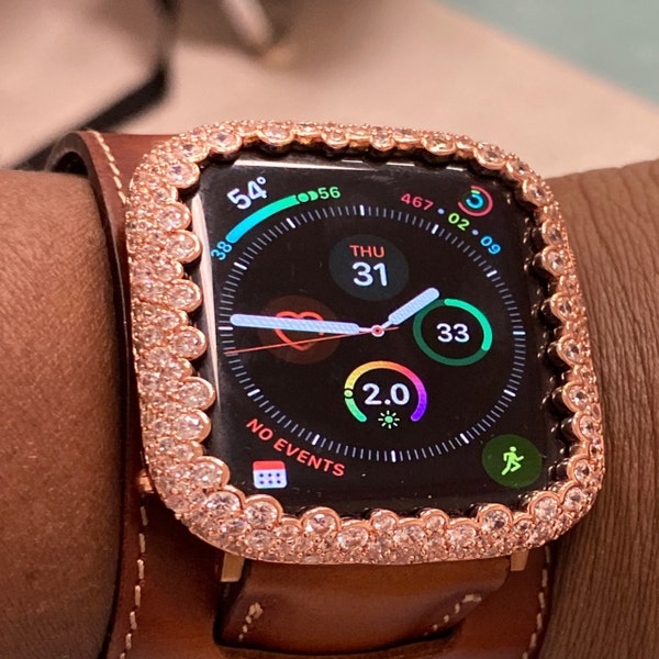 Series 9 Apple Watch Case Woman Rose Gold Lab Diamond Bezel Apple Watch ...