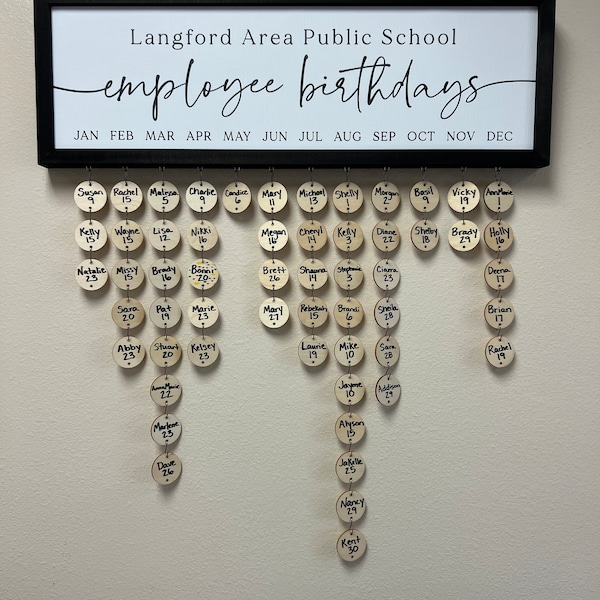 Custom Employee Birthday Calendar, Workplace Sign Decor, Gift for Boss ...
