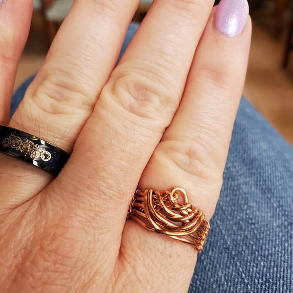 Wire Wrapping Ring With Thick Band. Wrapped Ring. Old, Antique Copper ...