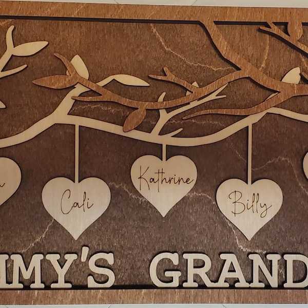Family Tree Hanging Heart 3D Wall Hanging Decoration or Gift With Stand ...