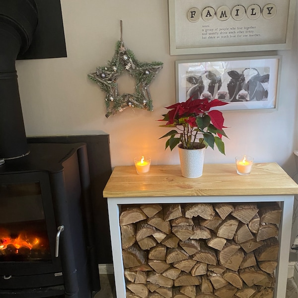 Two Tier Log Store | Indoor Log Store | Side Table | Log Storage ...