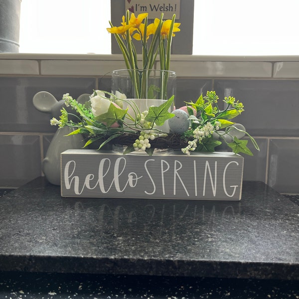 Spring / Easter Block Wooden Signs - Etsy UK