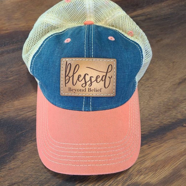 Custom Leather Patch Hat | Laser Cut & Engraved | Sewn on | Hand ...