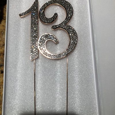 13 Birthday Cake Topper ROSE GOLD Number Thirteen Cake - Etsy