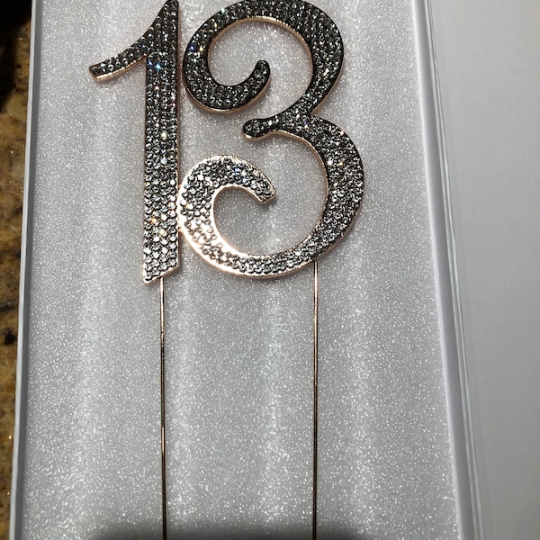 13 Birthday Cake Topper - ROSE GOLD Number Thirteen Cake Topper - 13th ...