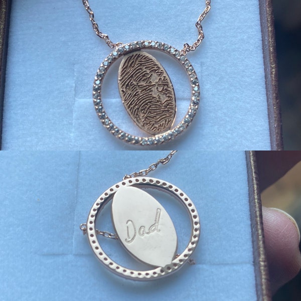 Actual Fingerprint Necklace Custom Personalized Gift for Women Jewelry ...