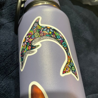 Black Flower Dolphin Sticker Printed Digital Vinyl Vehicle - Etsy