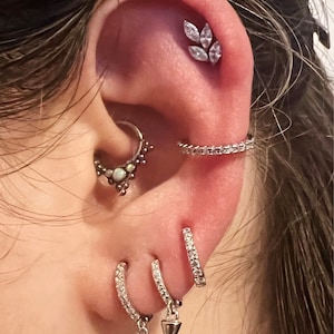 Colourful Gold Earring Stack Set Gold Link Hoop Ear Stack Set Triple ...