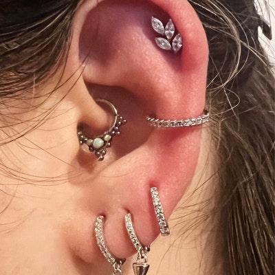 Pierced Earring Set Silver Stacking Earring Set Minimal Ear Stack for ...