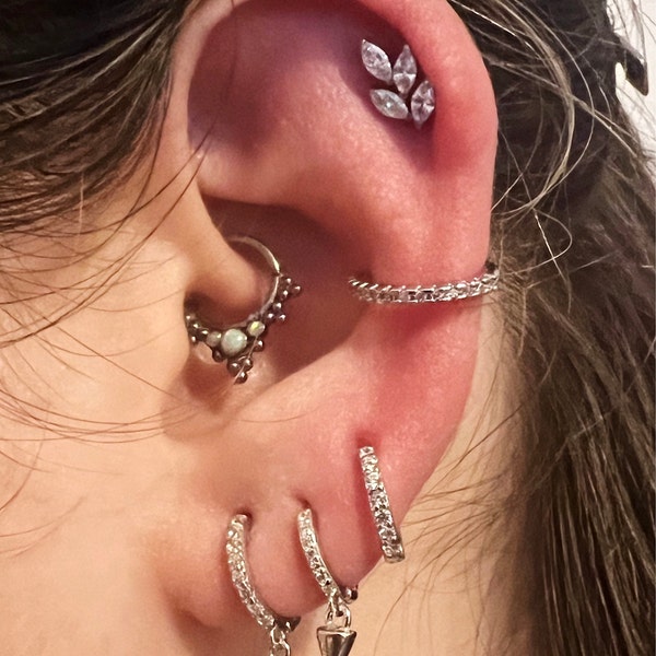 Pierced Earring Set Silver Stacking Earring Set Minimal Ear Stack for ...