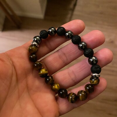 Tiger Eyes & Lava Rock Essential Oil Diffuser Bead High Quality Stretch ...