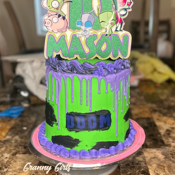 Invader Zim Cake Topper, Invader Zim Party Birthday, Banner Invader Zim ...
