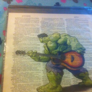 HULK and Guitar, Music Art Print, Retro Movie Poster, Musician GIFT Man ...