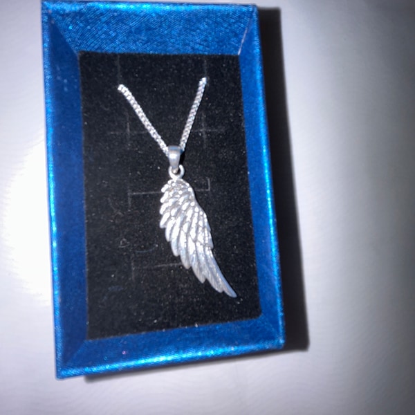 Engraved Wing Sterling Silver Wing Pendant. Silver Angel Wing Unisex ...