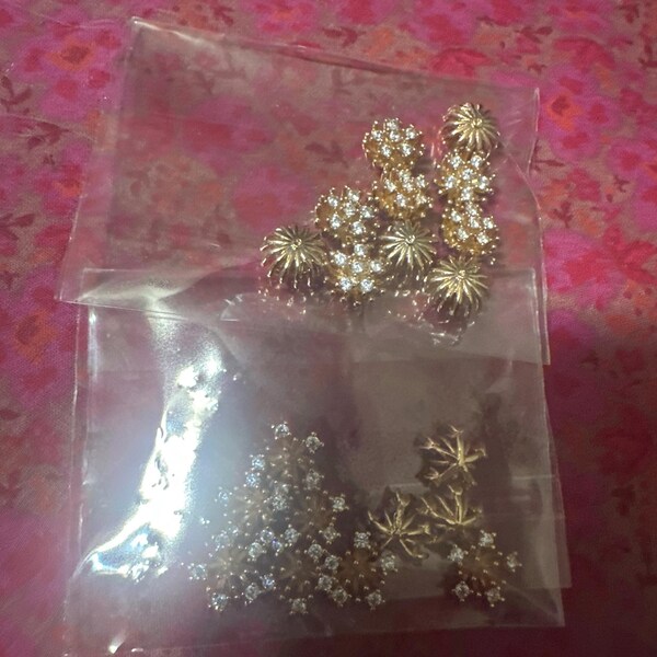 Gold Flower Pollen Center Stamens Cubic Zirconia, Floral Craft Supplies ...
