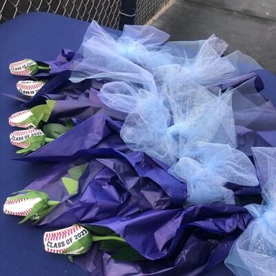 Softball Roses Arrangement Softball Flowers Bouquet - Etsy