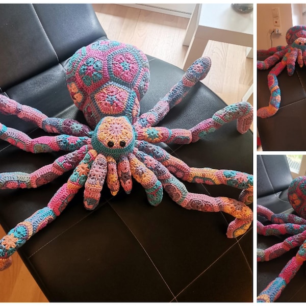 Crochet Pattern Solid Shapes Giant Tarantula Spider African Flower PDF ...