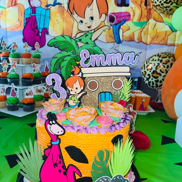 Pebbles Cake Topper, the Flintstones Theme Cake Topper, Pebbles Party ...