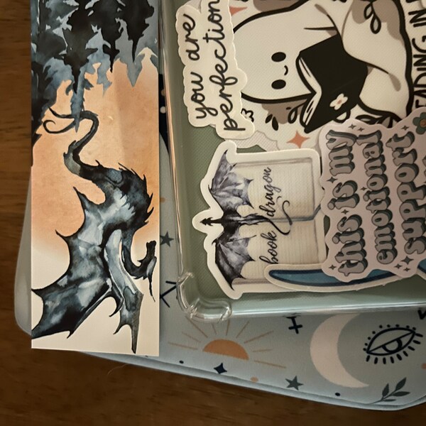 Book Dragon Watercolor Sticker, Vinyl Literary Laptop Decal, Classic ...