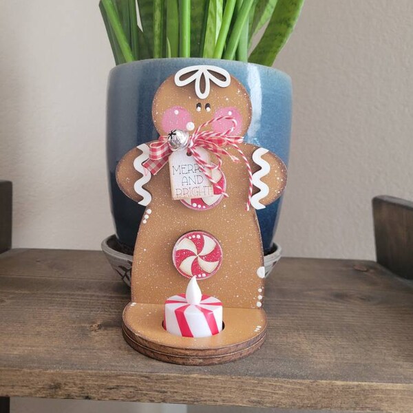 Gingerbread Peppermint Candy Button Votive Lightholder, Gingerbread ...