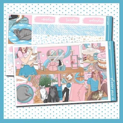 Cat Café CLIP ART W LICENSE Coffee Spring Cats Pastel - Etsy