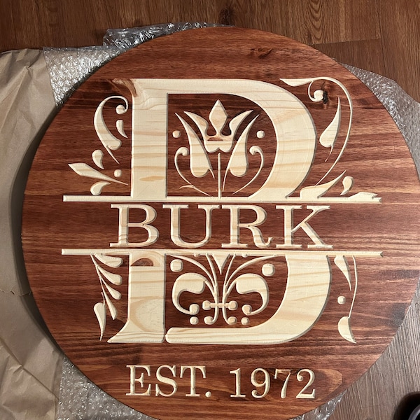 Wood Monogram Sign - Etsy