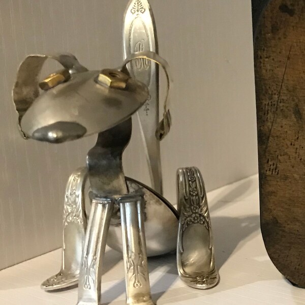 Dog Sculpture Made of Vintage Silverplated Silverware - Etsy