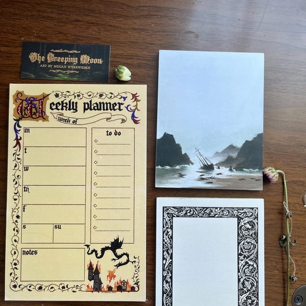 Medieval Weekly Planner Notepad, Illuminated Manuscript, Planner ...
