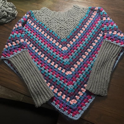 CROCHET PATTERN / Granny Square Poncho Pattern / Swoncho With Sleeves ...