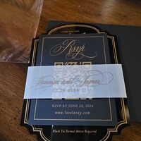 Black Acrylic Gold Wedding Invitation Clear Perspex Modern Envelope ...