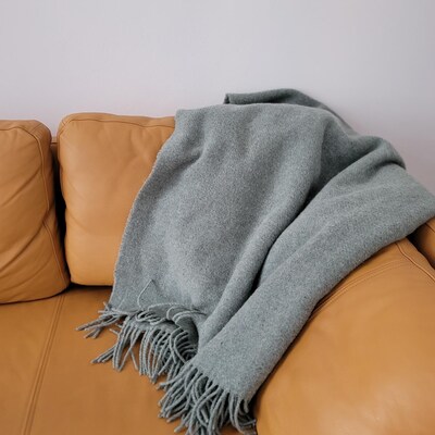 New Zealand Sheep Wool Blanket Sage Green 100% Natural Wool Couch Throw ...