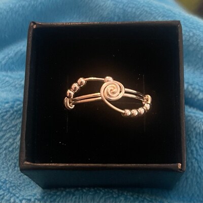 Silver Fidget Ring With Silver Beads / Worry Ring Silver / Fidget ...