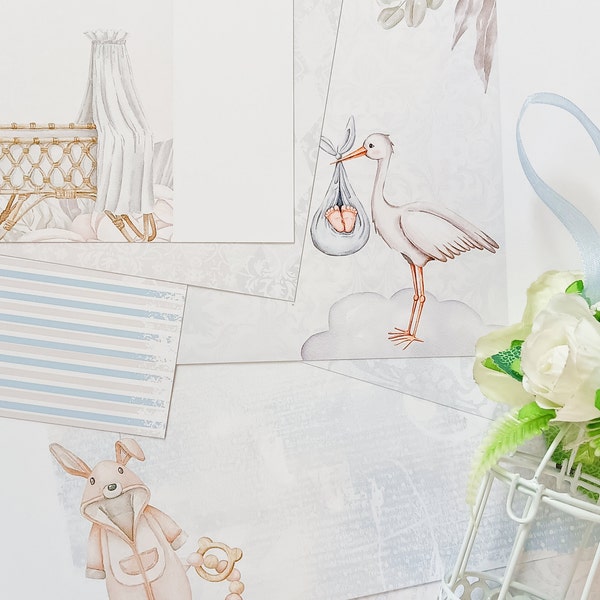 Baby Boy Digital Paper.baby Boy Scrapbook Nursery Background. Baby ...